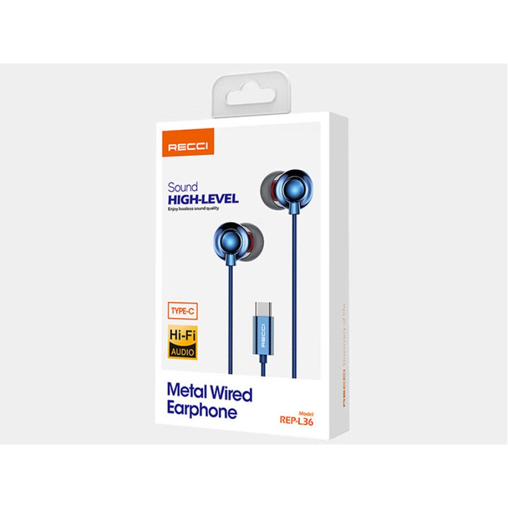 Recci REP-L36 Type-C Earphone Metal HI-FI Audio - Recci REP-L36